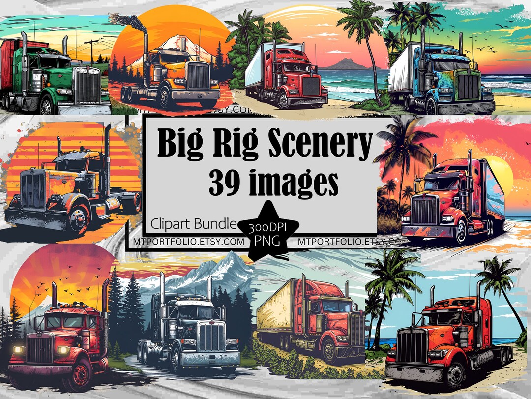 Big Rig Trucks Clipart Semi Trucks PNG Trucks Bundle PNG Graphics ...