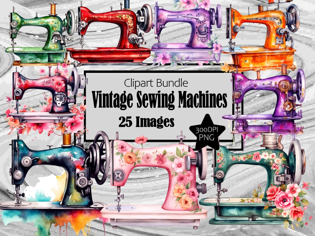Vintage Sewing Machines Sewist Sew Floral Crafts Graphics Transparent ...