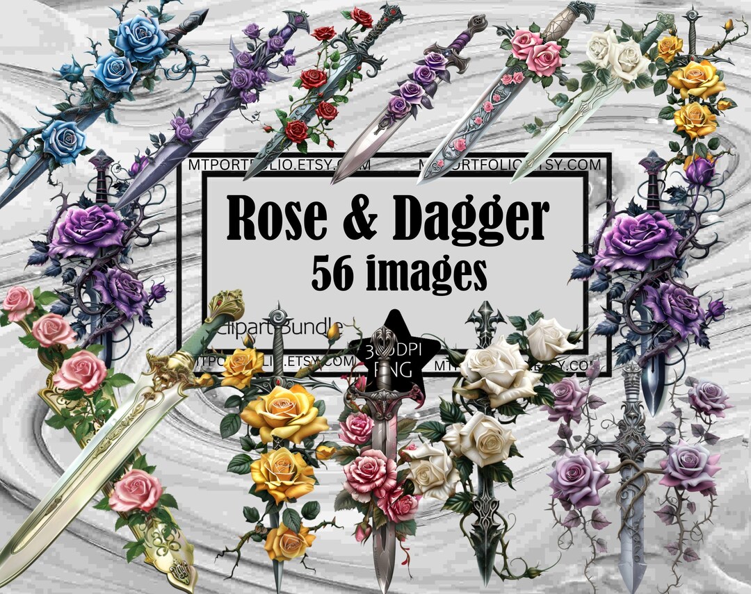 Rose Dagger Clipart Tabletop Gaming PNG Floral Dagger Bundle PNG ...