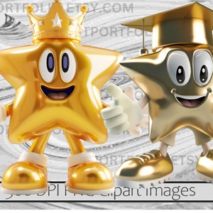 Gold Star Clipart Anime Gold Star Friend PNG Cartoon Gold Star Bundle ...