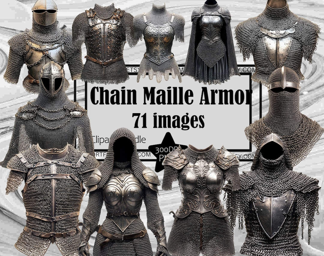 Chainmail Metal Armor Clipart Royal Chest Armor PNG Bundle Chain Armor ...