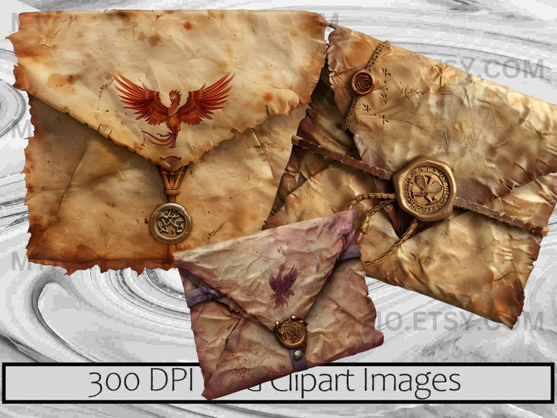 Leather Envelope Clipart Parchment PNG Bundle Medieval Graphics ...