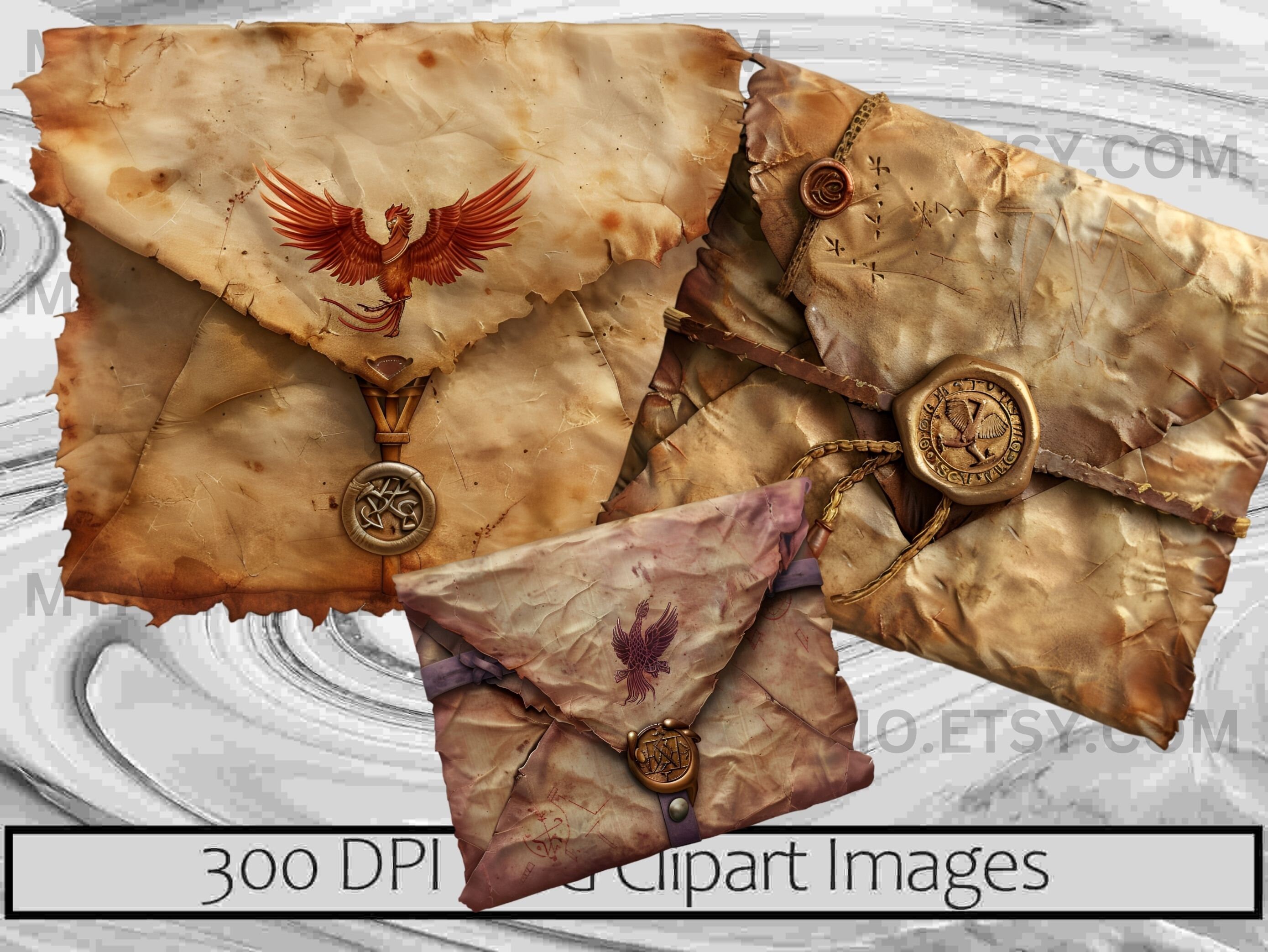 Leather Envelope Clipart Parchment PNG Bundle Medieval Graphics ...