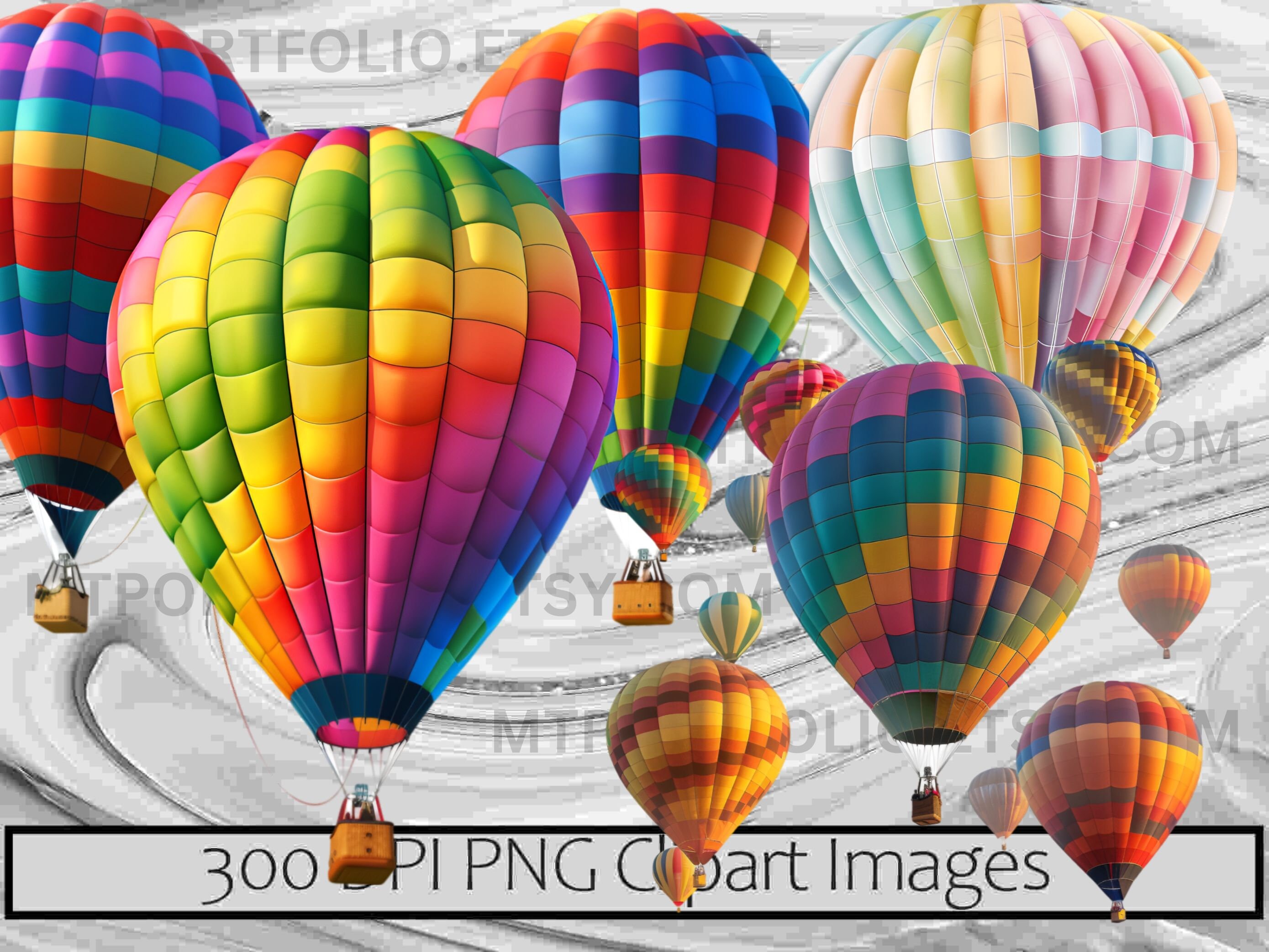 Hot Air Balloons Clipart USA Flag PNG Patriotic Balloon Clipart Digital ...