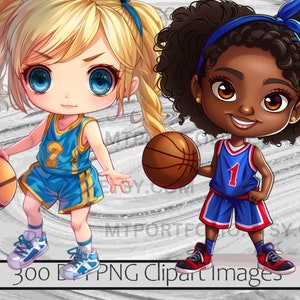 Basketball Girl Clipart Chibi Basketball Player Png Digital Download ...