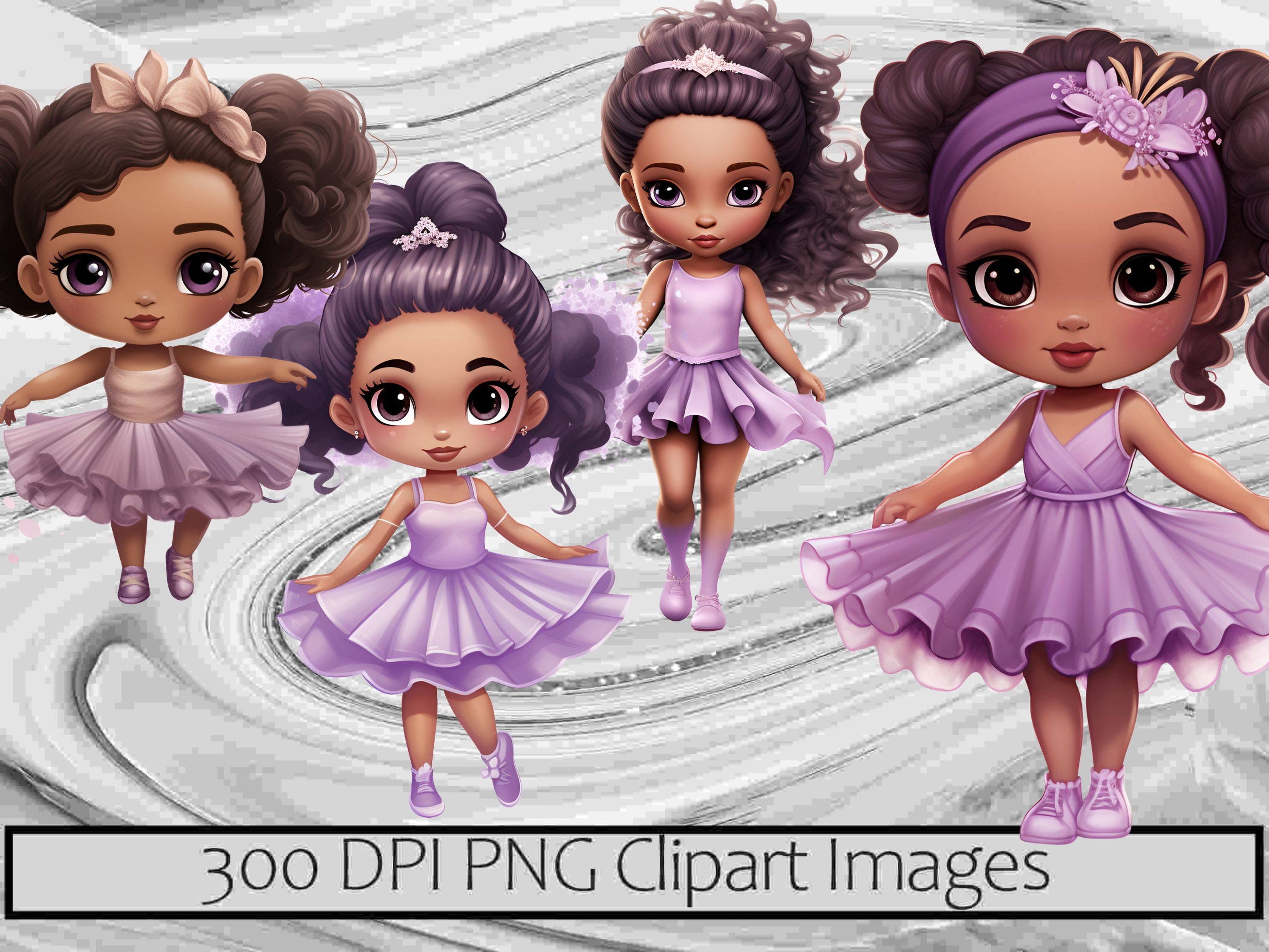Chibi Ballerina Clipart Ballet Dancer PNG Digital Download Tutu Fashion ...