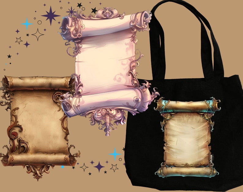 Fantasy Scroll Clipart Parchment Scroll Graphic Transparent Commercial ...