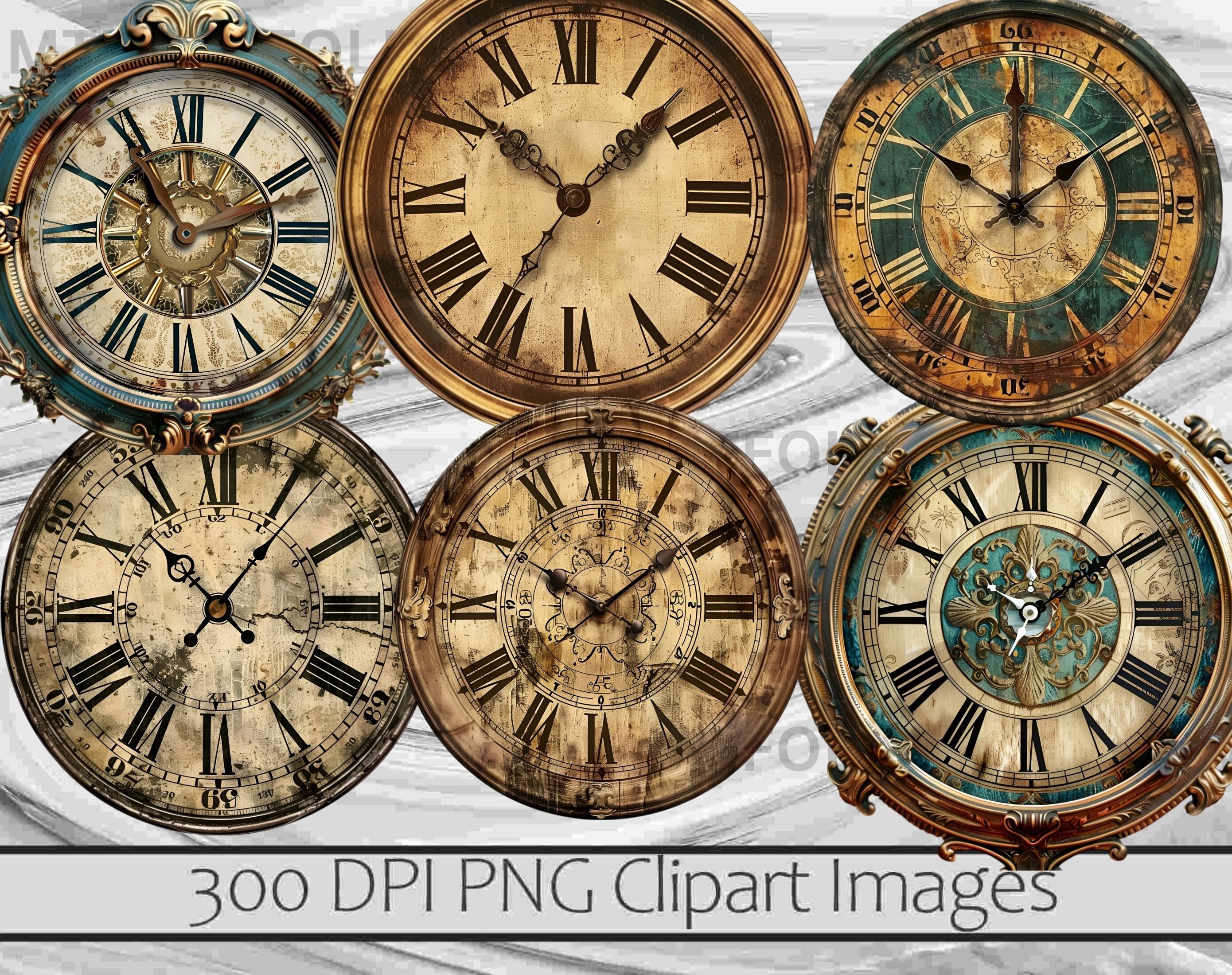 Clock Face Clipart Analog Clock Png Digital Download Vintage Clock PNG ...