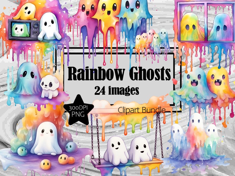 Rainbow Ghosts Graphics Transparent Commercial License Incl. ~digital ...