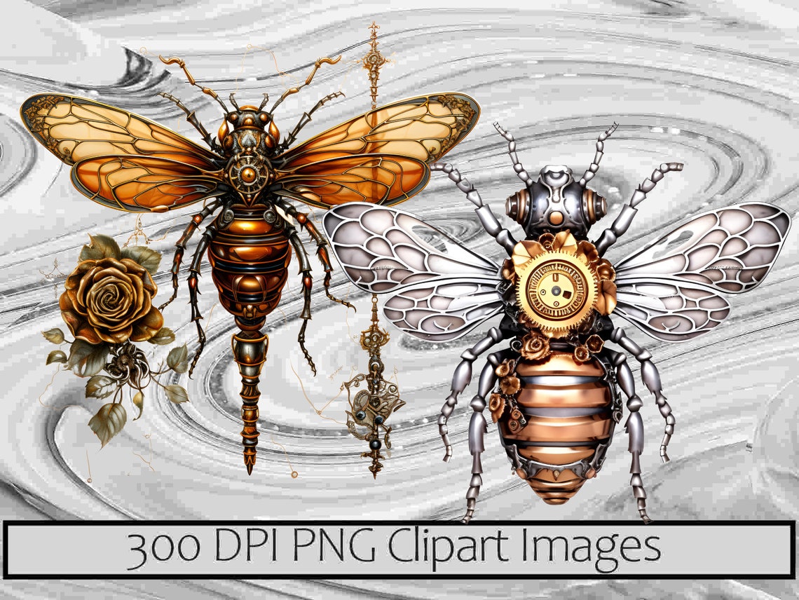 Steampunk Bees PNG Graphics Transparent Commercial Use ~digital ...