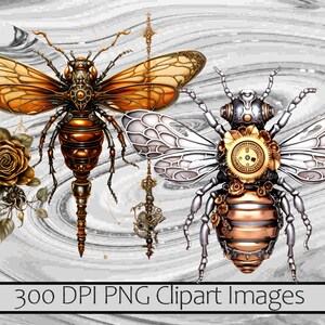 Steampunk Bees PNG Graphics Transparent Commercial Use ~digital Download Sublimation Junk ...