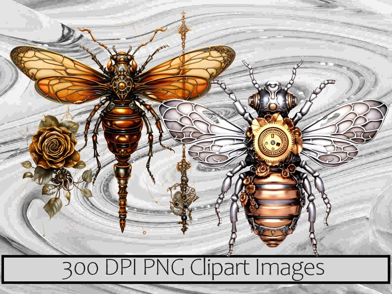 Steampunk Bees PNG Graphics Transparent Commercial Use ~digital ...