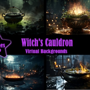 Witch's Cauldron Spooky 4 Pack Zoom Background Virtual Meeting ...
