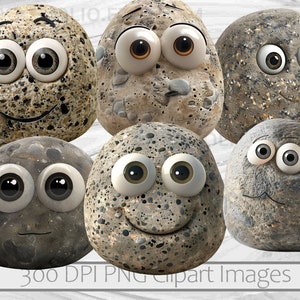 Pet Rock Clipart Retro 70's Toy PNG Googly Eyes Gag Gift Bundle PNG ...