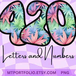 Weed Alphabet PNG Pastel Pot Leaf Individual Letters and Numbers ...