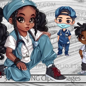 Chibi Nurse Clipart RN LPN Medical Png Digital Download Nurse Scrubs ...