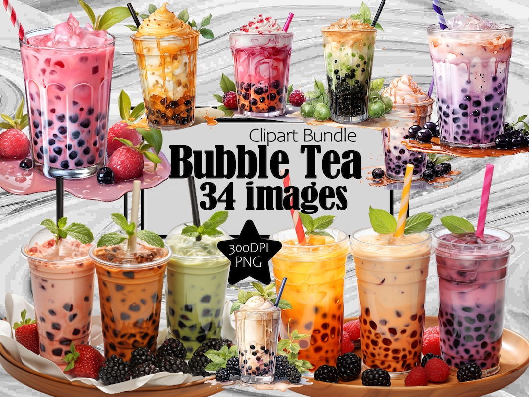 Boba Bubble Tea Matcha Dragonfruit Blackberry Caramel Graphics ...