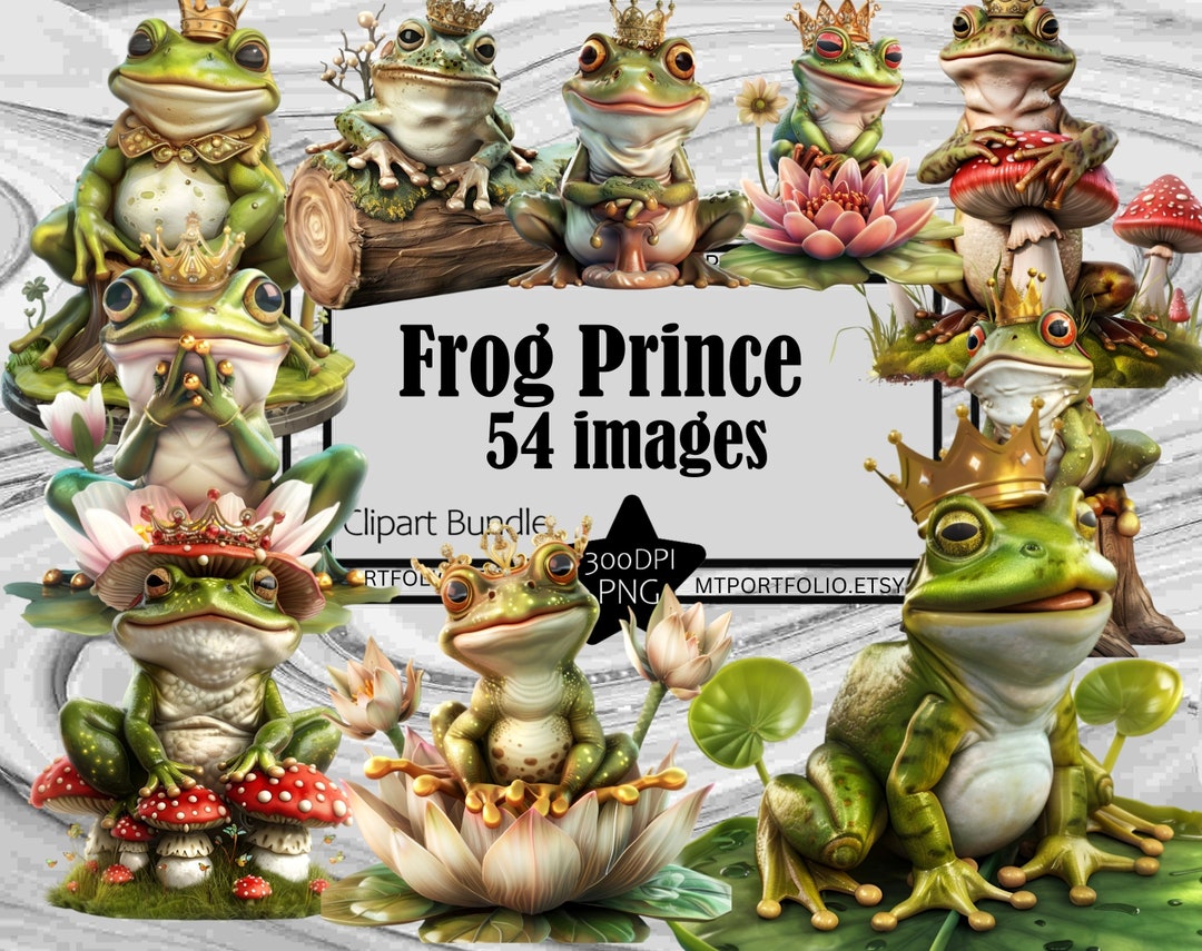 Frog Prince Clipart Royal Frog PNG Bundle Royal Crown Graphics PNG ...