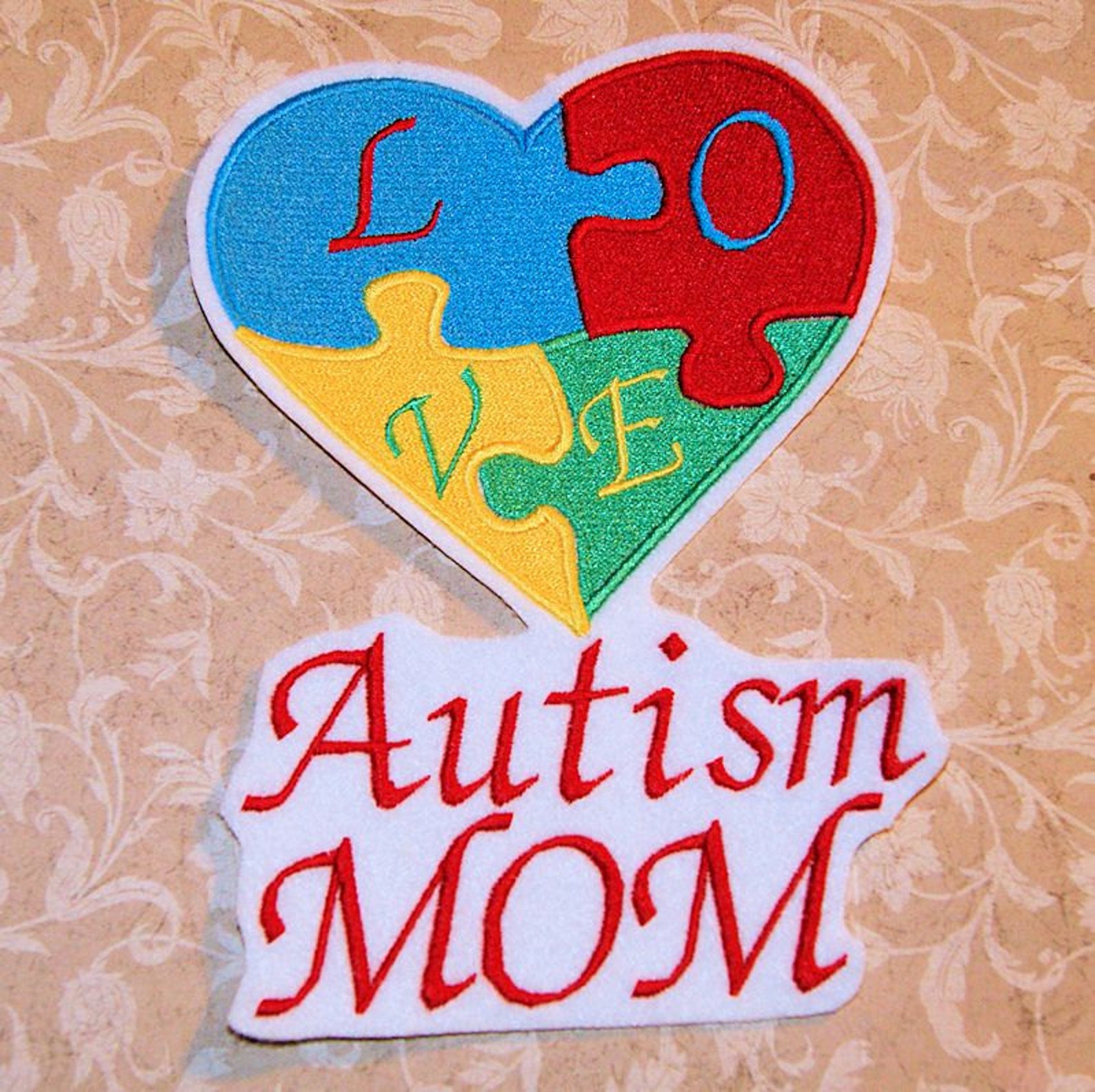 Autism Mom Puzzle Hear Logo Embroidery Design Pattern - INSTANT ...