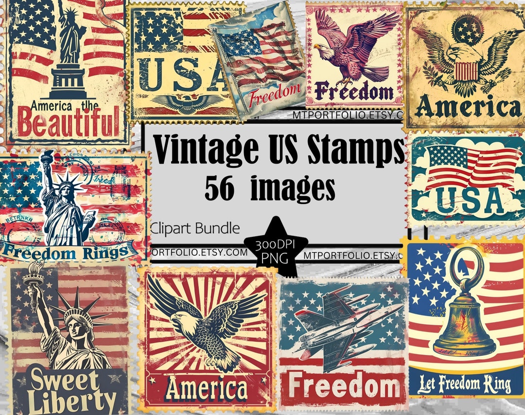 USA Stamps Clipart American Patriot Stamp Ephemera Graphic PNG Clipart ...