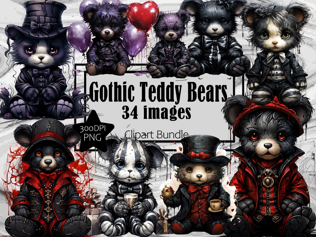 Gothic Teddy Bears Graphics Transparent Commercial License Incl. ~digital Download Sublimation ...