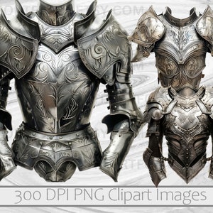 Silver Armor Clipart Royal Chest Armor PNG Bundle Suit of Armor PNG ...