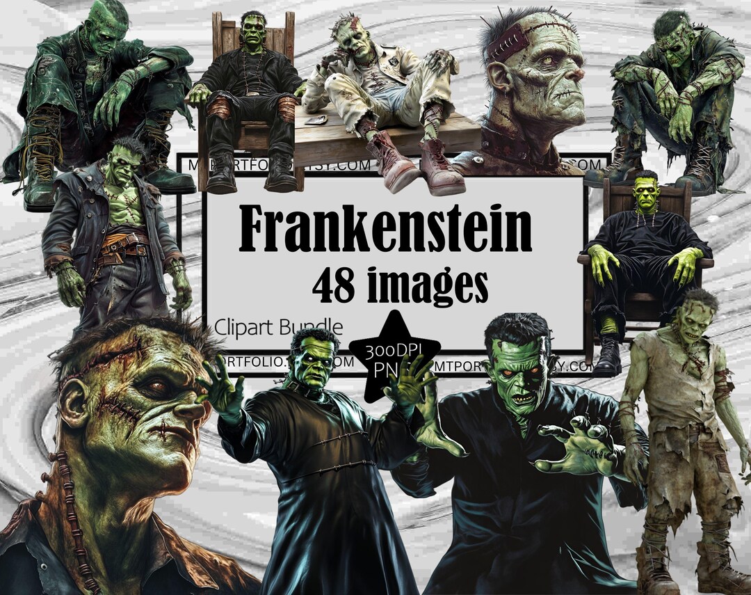 Frankenstein Clipart Classic Monster PNG Zombie Undead Bundle PNG ...