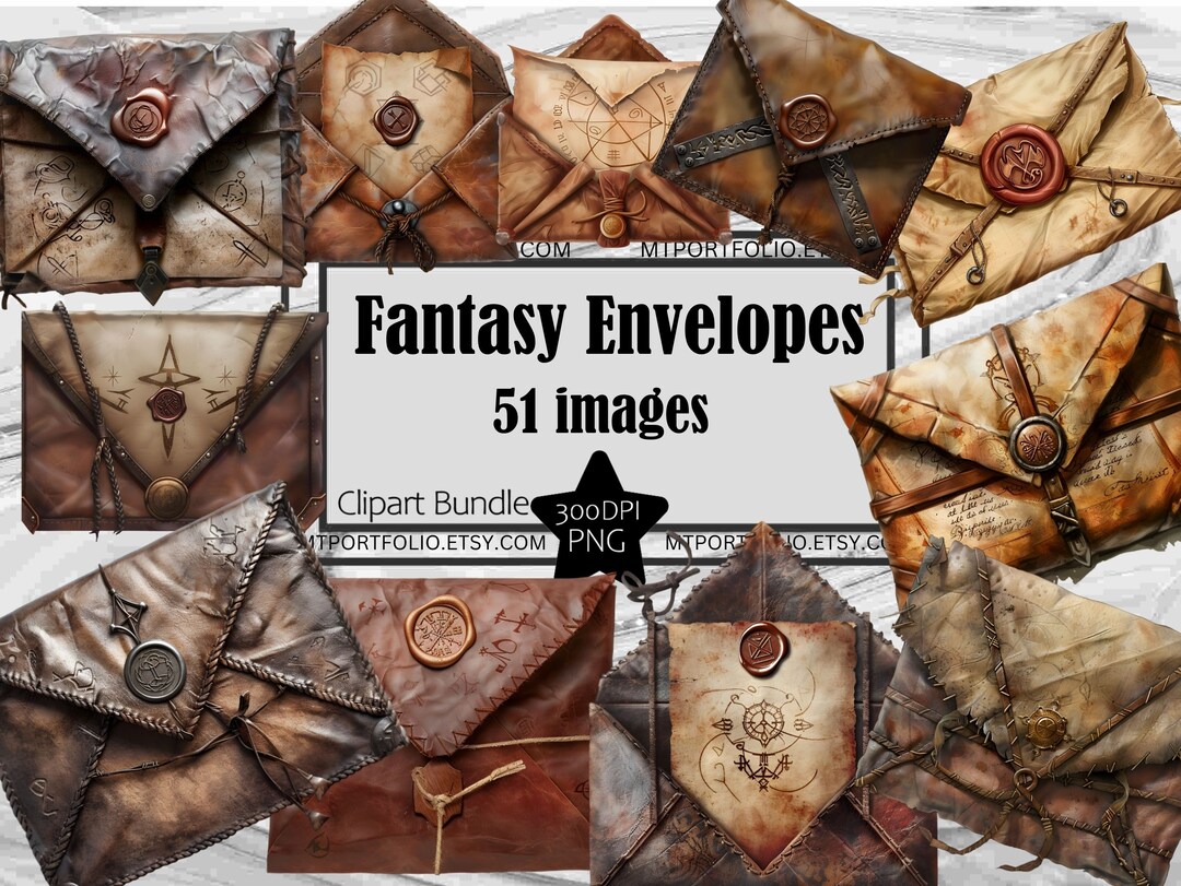 Leather Envelope Clipart Parchment PNG Bundle Medieval Graphics ...