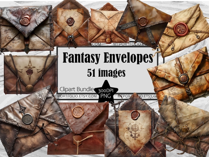 Leather Envelope Clipart Parchment PNG Bundle Medieval Graphics ...