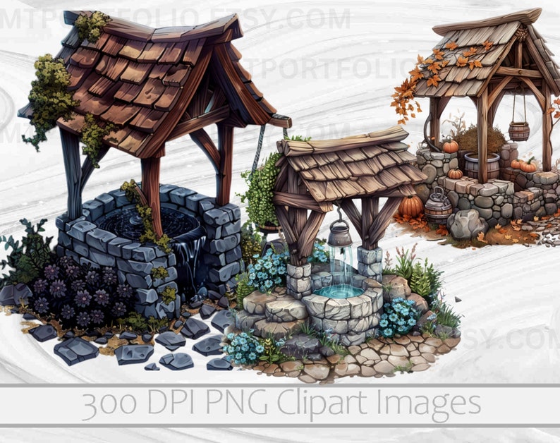 Stone Wells Clipart Water Well PNG Town Wishing Well Graphic Image ...