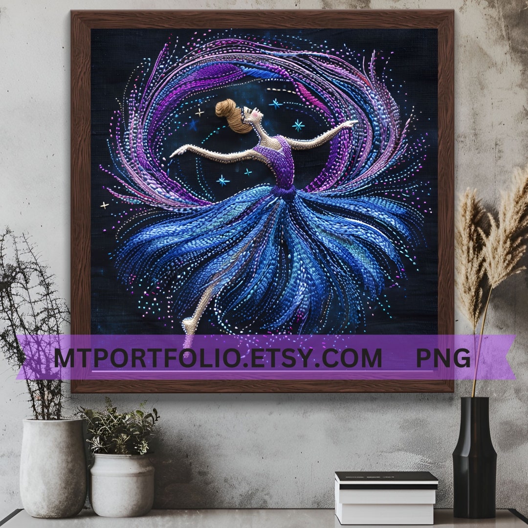 Stitched Cosmic Ballerina Printable Art Galaxy Cosmos Ballet Wall Art ...