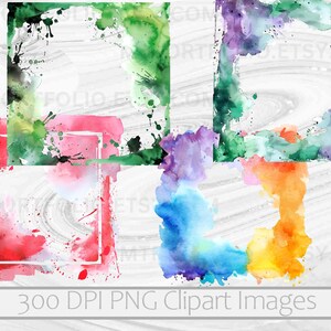 Watercolor Frame Clipart Pastel Paint Splash Frame PNG Bundle ...