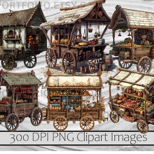 Merchant Cart Clipart Medieval Cart PNG Graphic RPG Shop Transparent ...