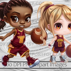 Basketball Girl Clipart Chibi Basketball Player Png Digital Download ...