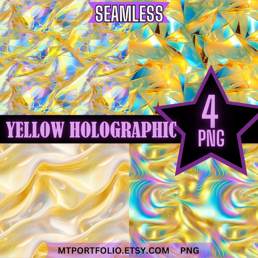 Holographic Yellow Cyberpunk Fabric Texture Digital Paper Seamless ...