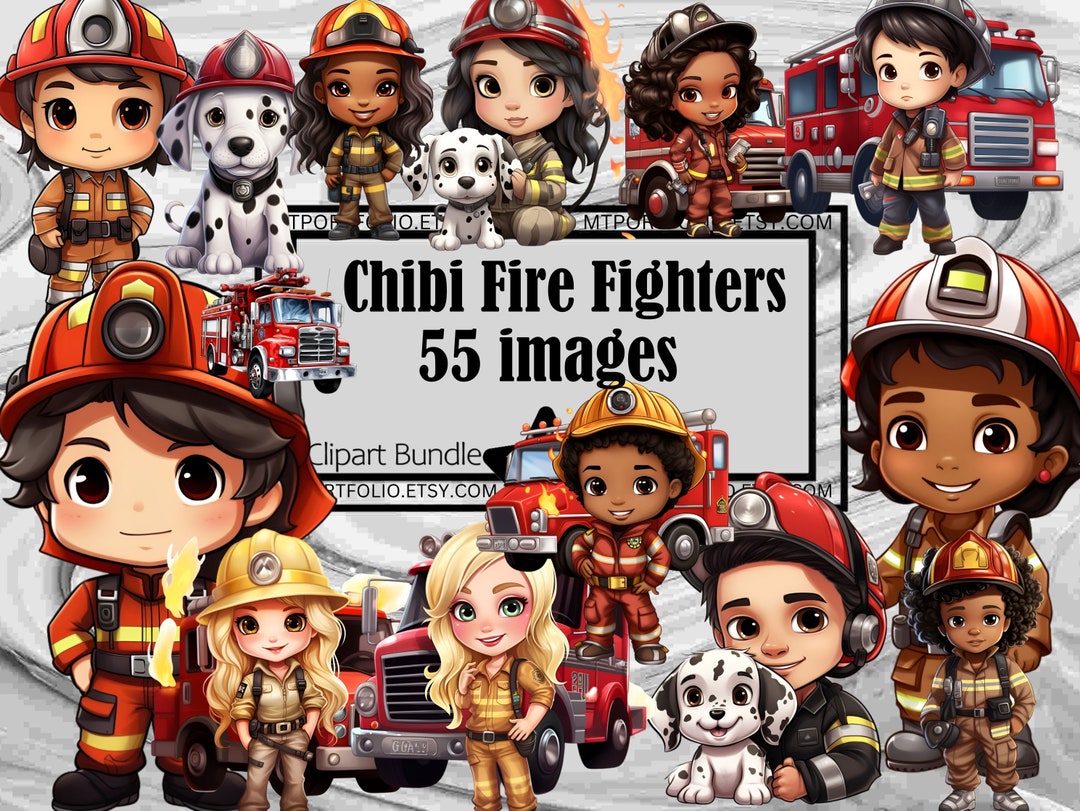 Fireman Chibi Clipart EMT First Responder PNG Firetruck Digital ...