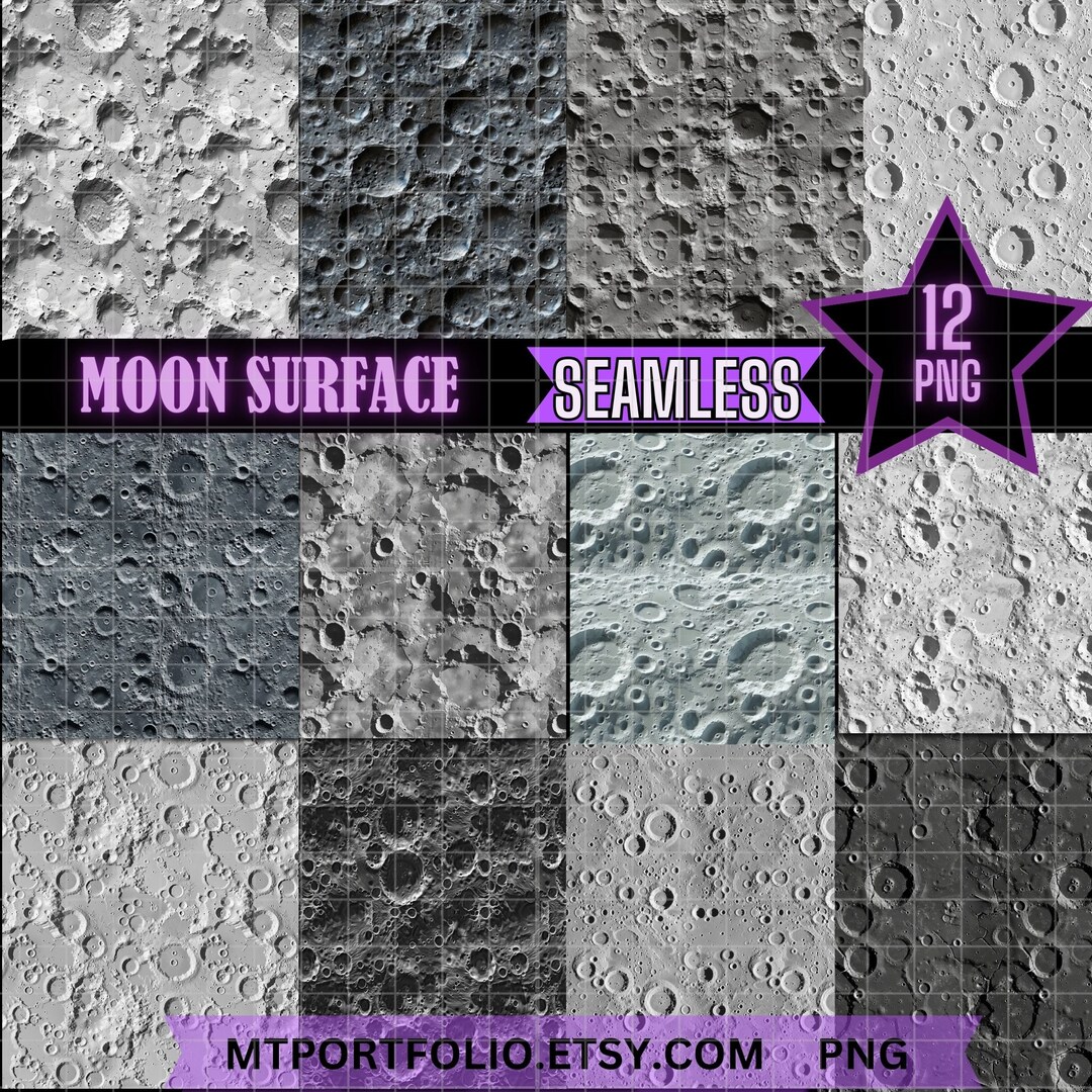 Moon Surface Print Seamless Patterns 12 Pack Digital Paper for Junk ...