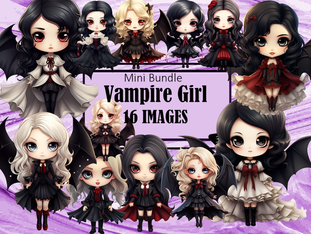 Vampire Girl Bat Wings Gothic Victorian Chibi Kawaii Art Clipart ...