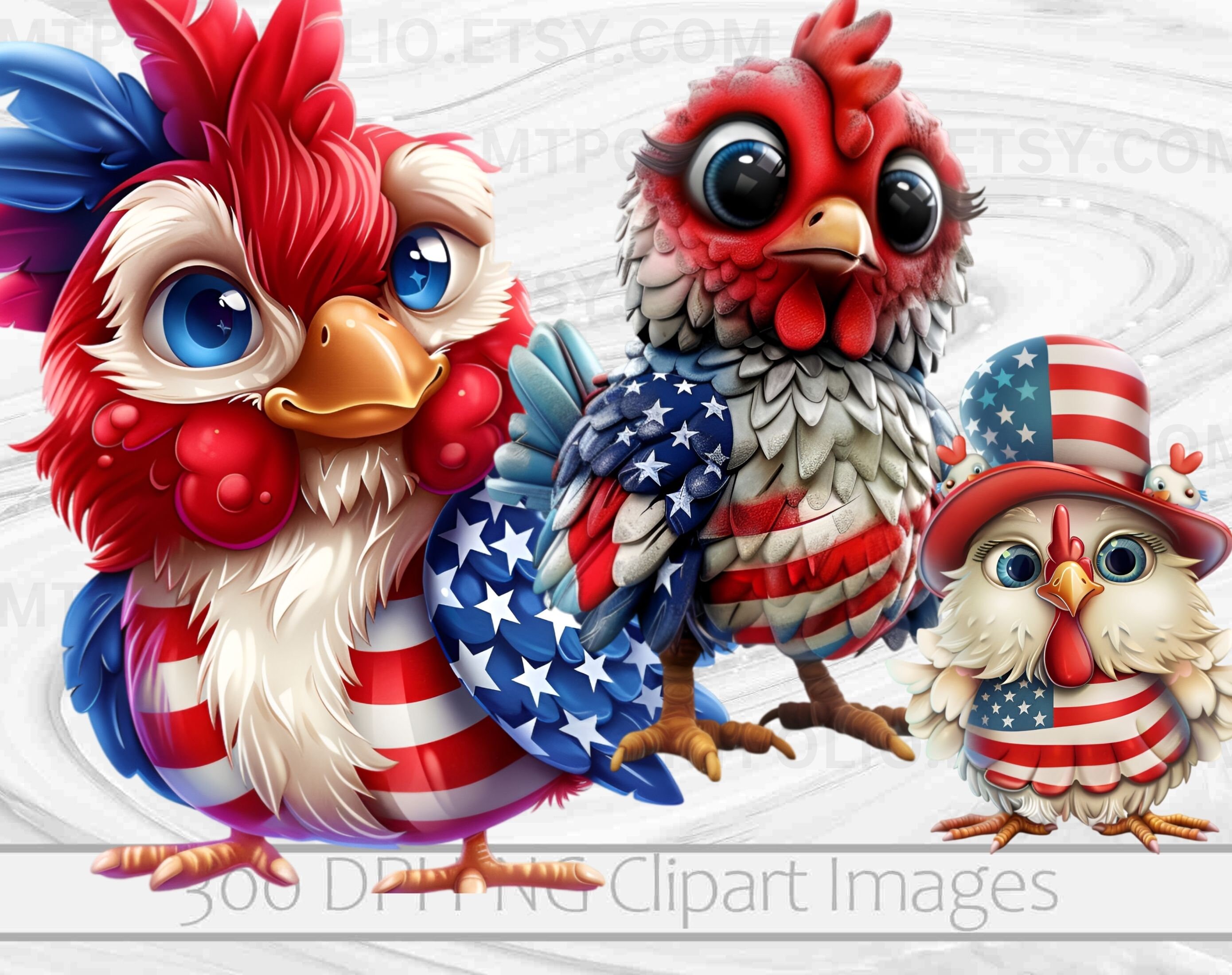 American Chicks Clipart Patriotic Chickens PNG USA Flag Graphics ...