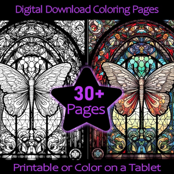 Adult Coloring Pages Stained Glass - Etsy