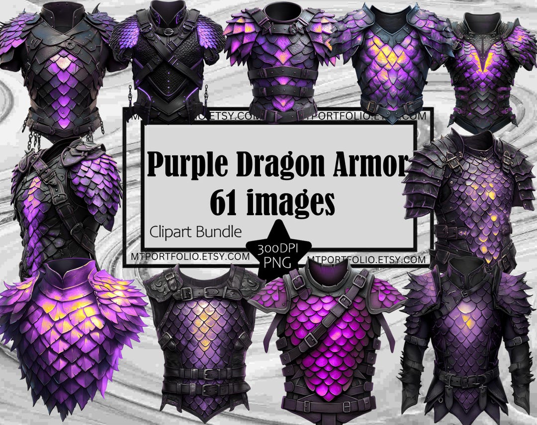 Purple Dragon Scales Armor Clipart Royal Chest Armor PNG Bundle Fantasy ...