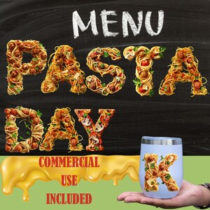 Spaghetti Alphabet PNG Pasta Menu Individual Letters Numbers Clipart ...