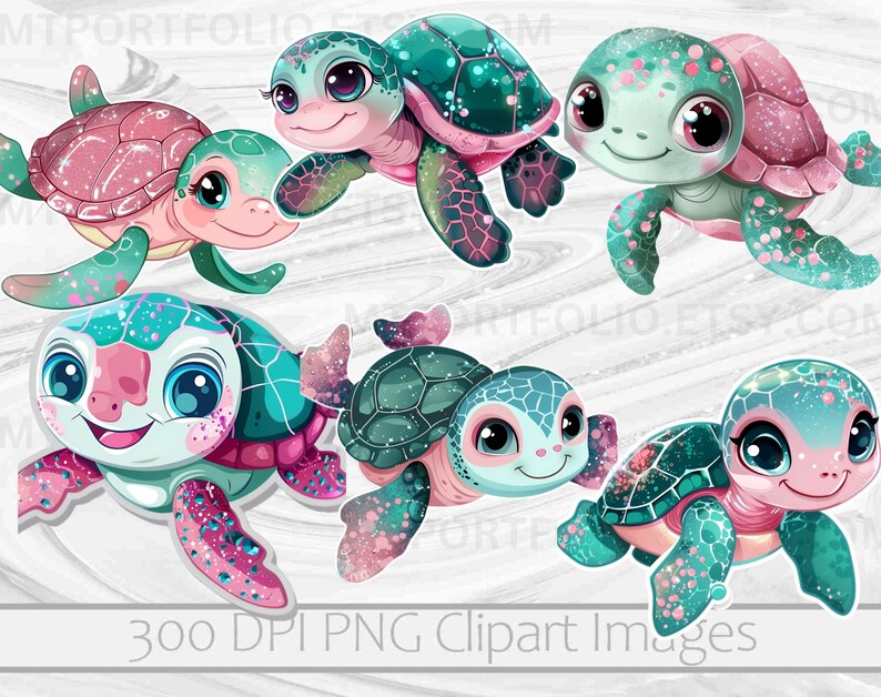 Baby Sea Turtle Clipart Anime Baby Turtle PNG Bundle PNG Graphic ...