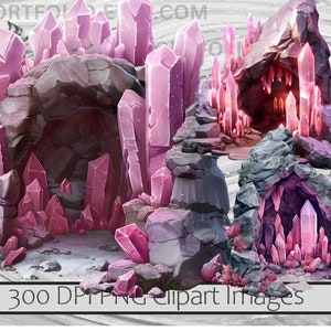 Pink Crystal Cave Clipart Pink Crystal Cave Pink Geode Cave Pink ...