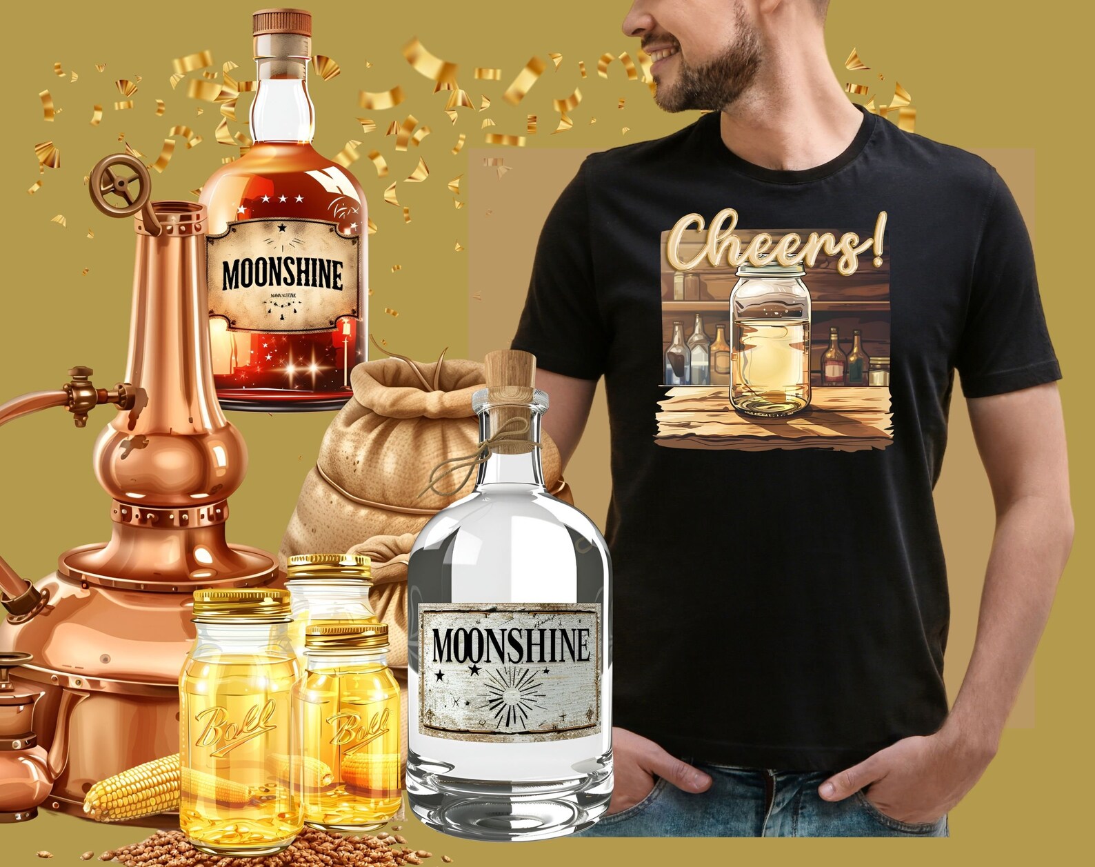 Moonshine Clipart Bundle Alcohol Drinks PNG Graphics Bootleg Booze ...