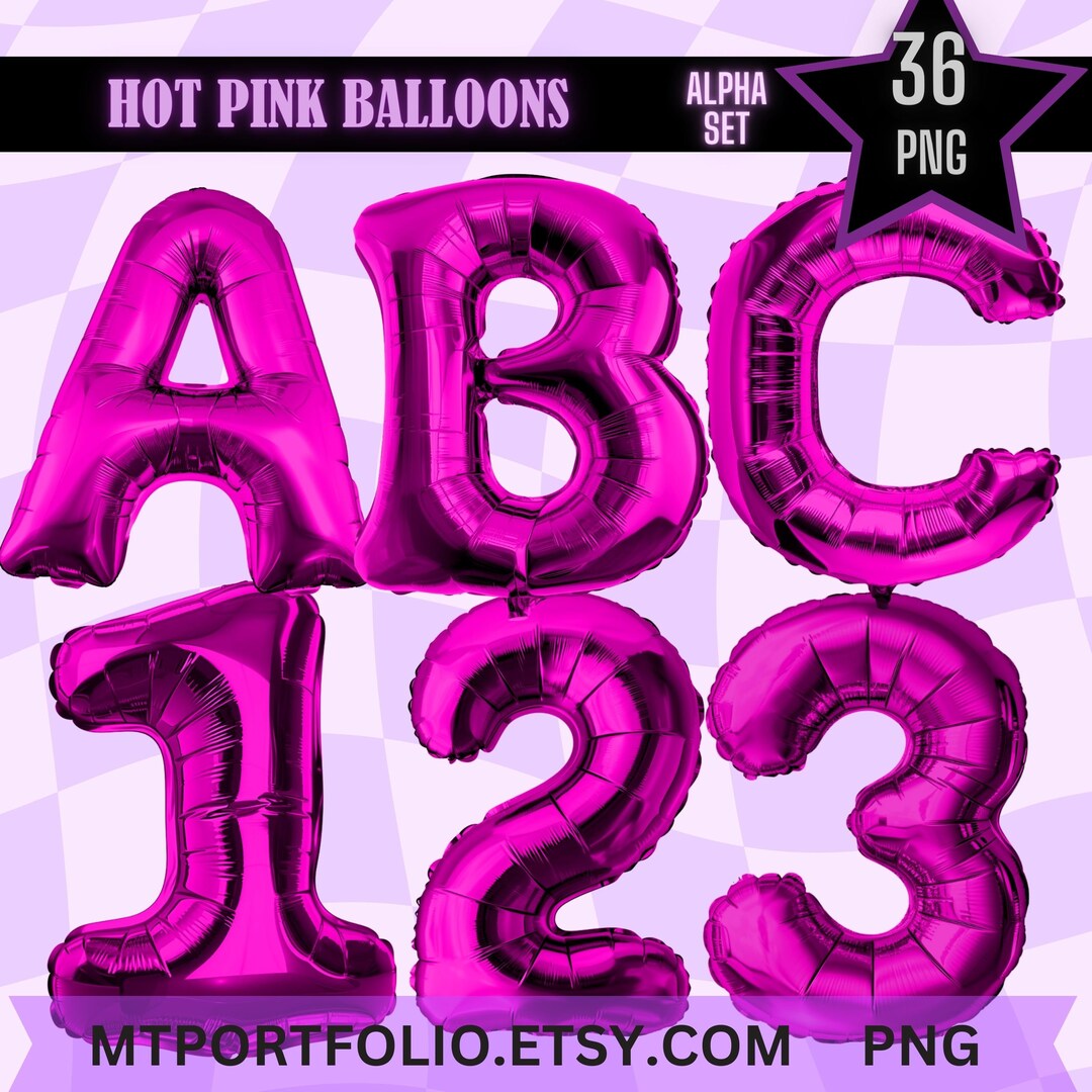 Hot Pink Balloon PNG Pink Fuchsia Mylar Balloon Individual Letters and ...