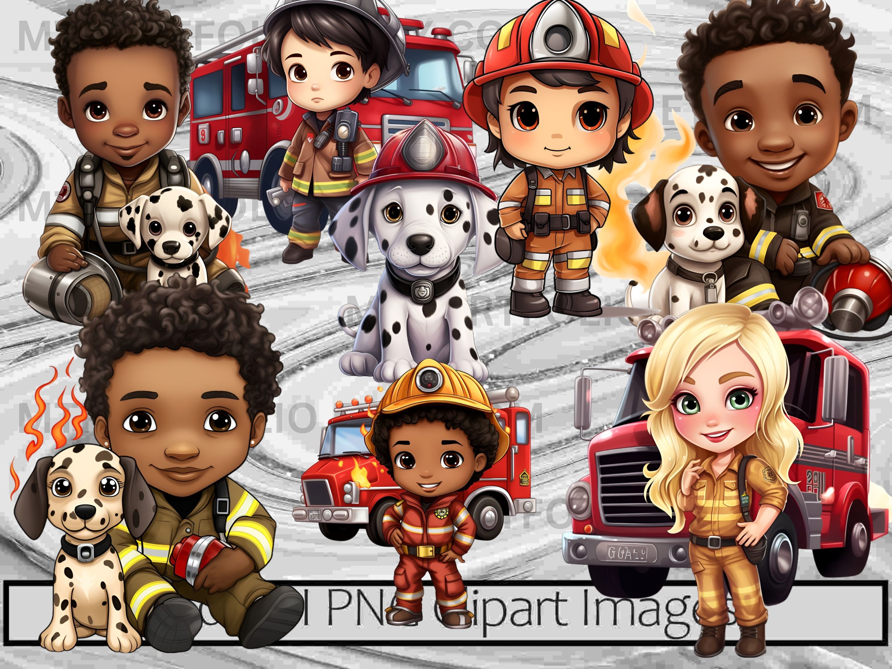 Fireman Chibi Clipart EMT First Responder PNG Firetruck Digital ...