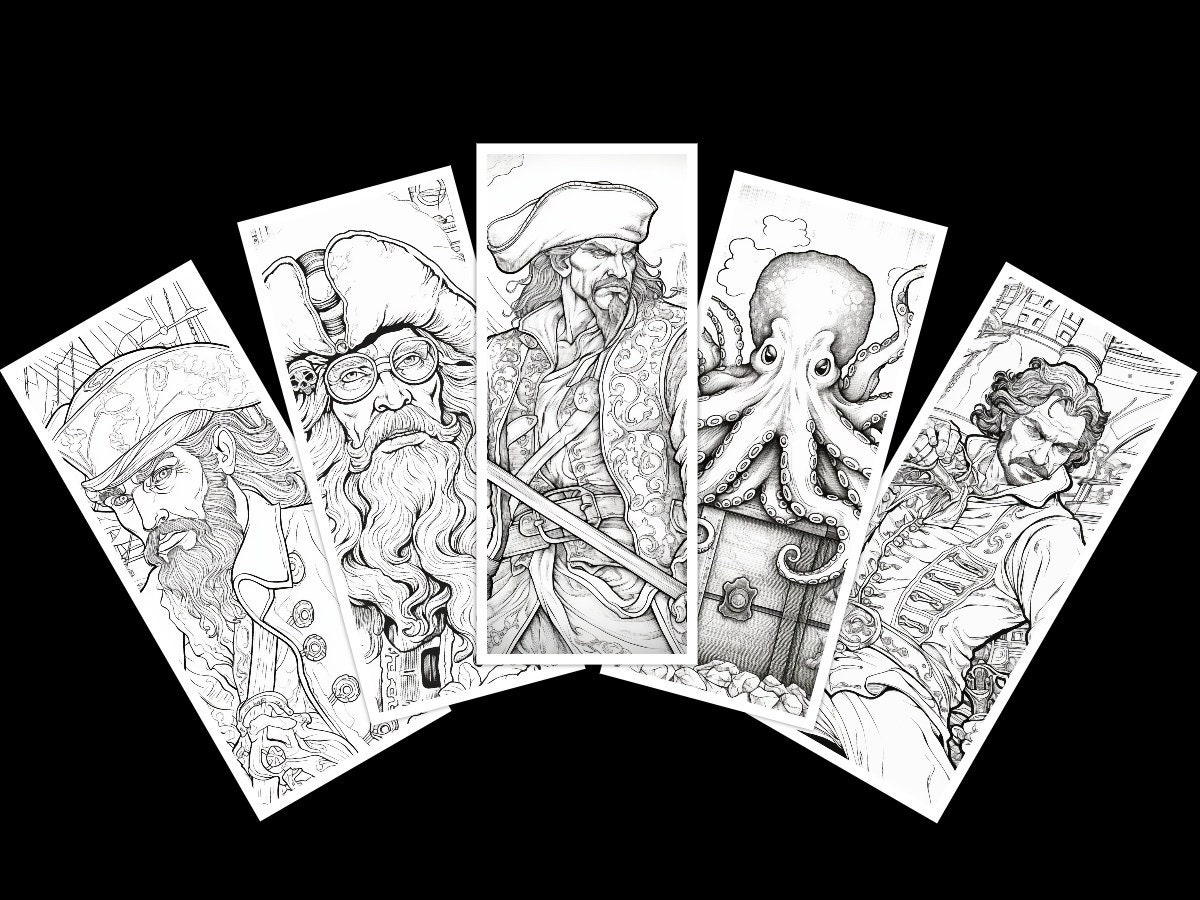 Pirates 30+ Adult Coloring Pages - Pirate, Treasure Chest, Kraken ...