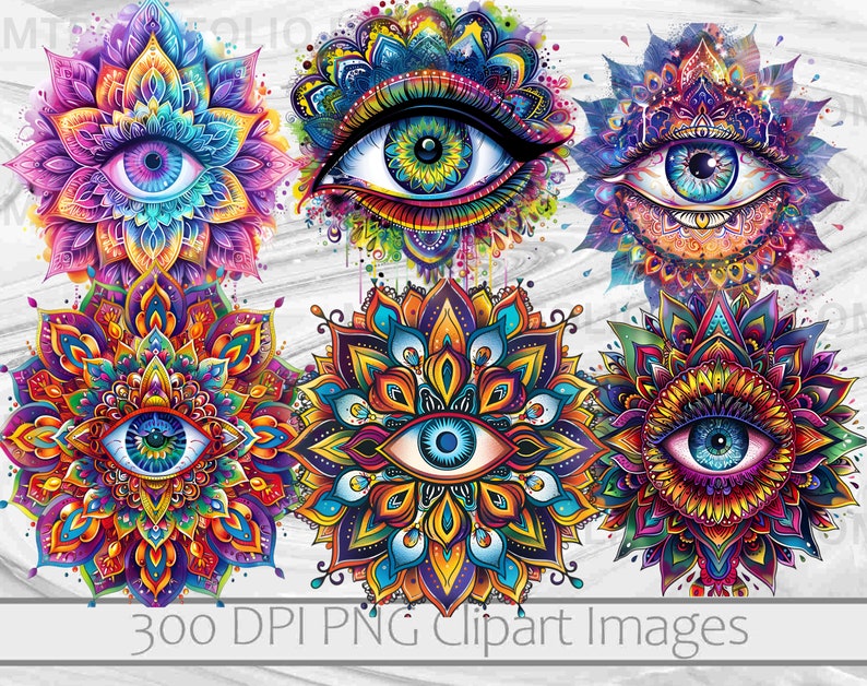 Mandala Eye Clipart Spiritual Eye PNG Bundle PNG Graphics Transparent ...