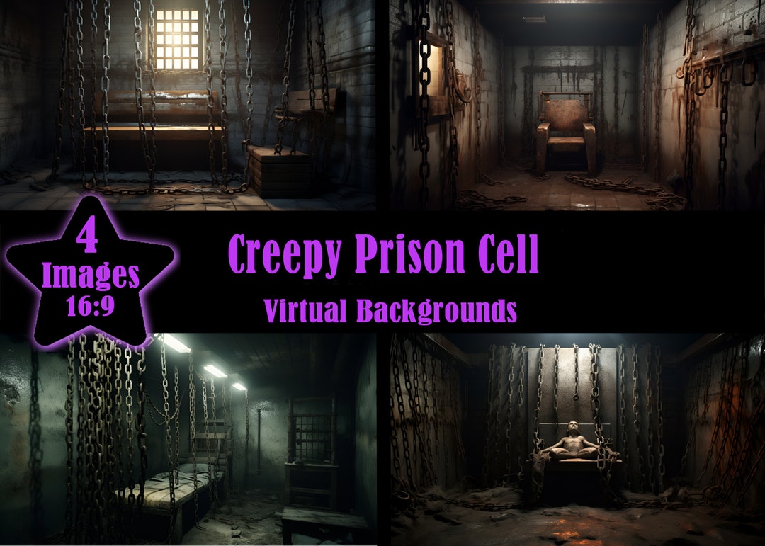 Prison Cells Haunted Creepy 4 Pack Zoom Background Virtual Meeting ...